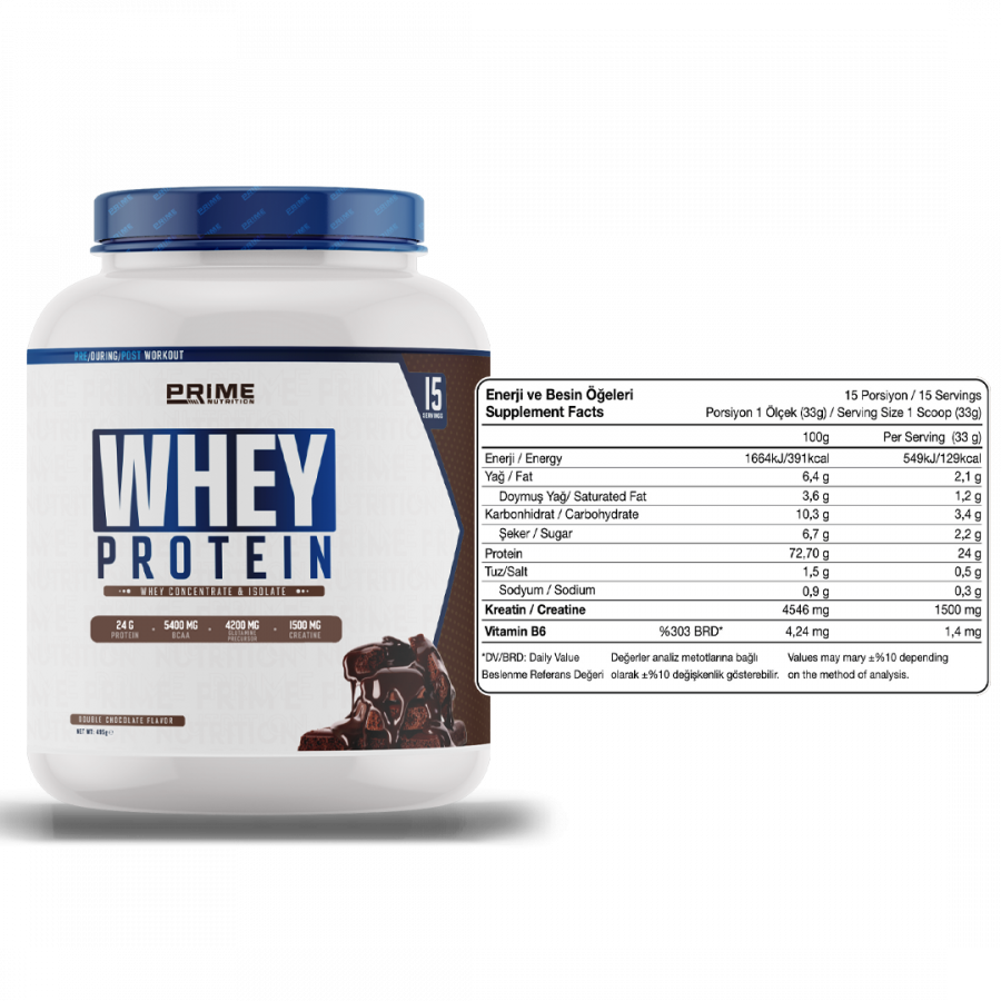 Prime Nutrition Whey Protein 495 gram Double Chocolate
