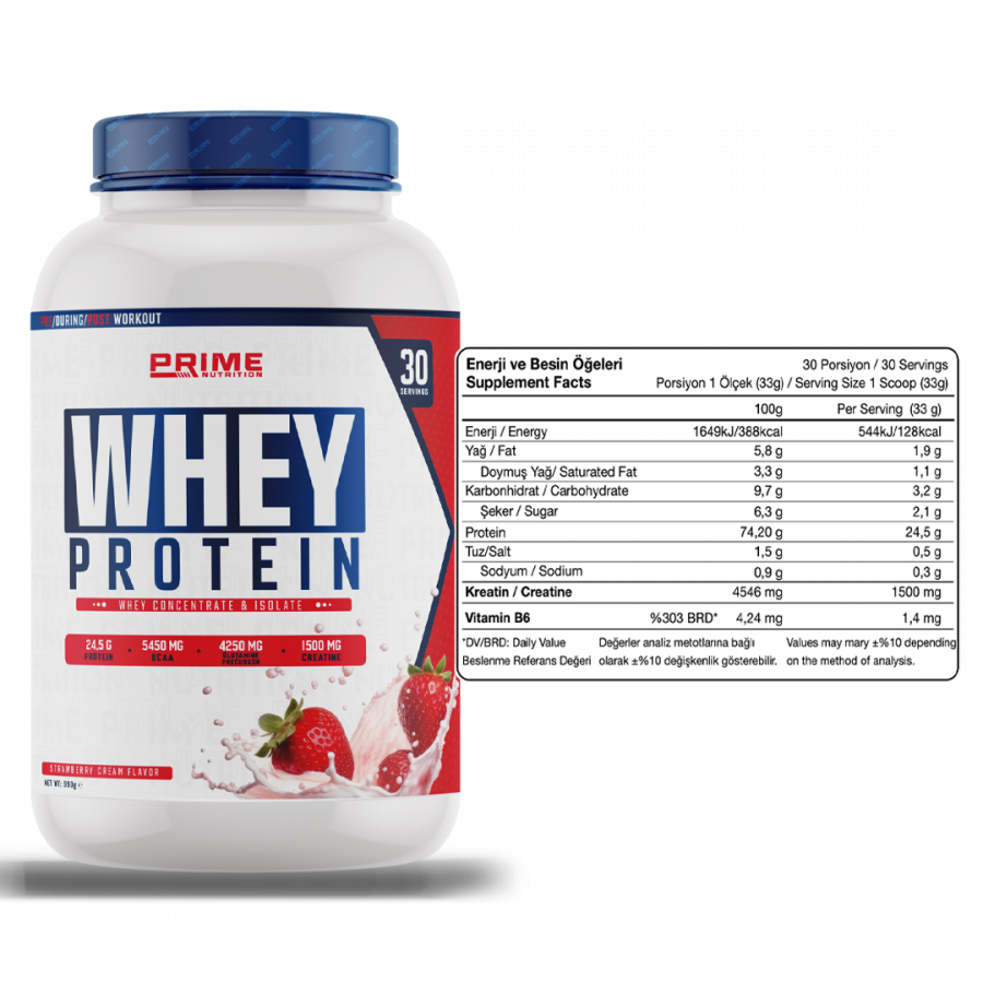 Prime Nutrition Whey Protein 990 gram Strawberry Cream